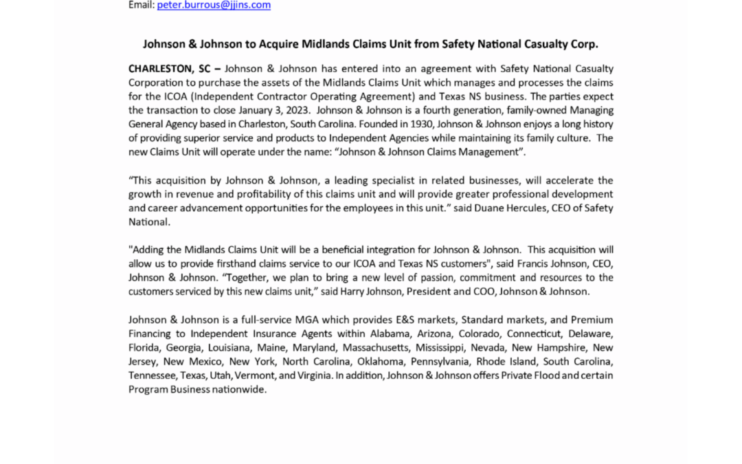Midlands Management Corporation Claims Unit - Johnson & Johnson, Inc.
